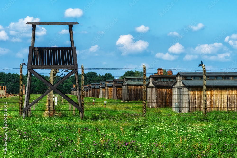 Auschwitz II-Birkenau, the extermination camp guard towers Stock Photo ...