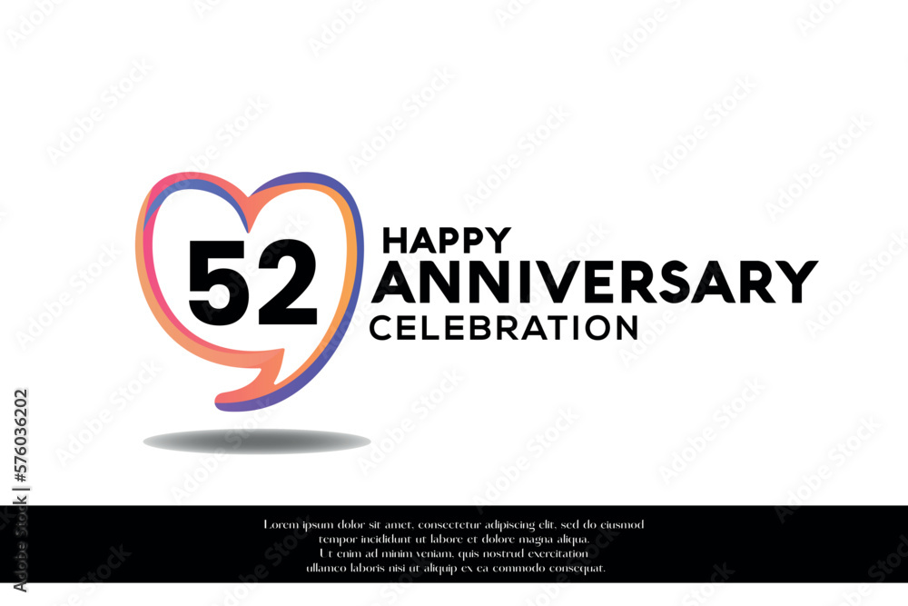 Vector 52nd anniversary logo background design with gradient elements ...