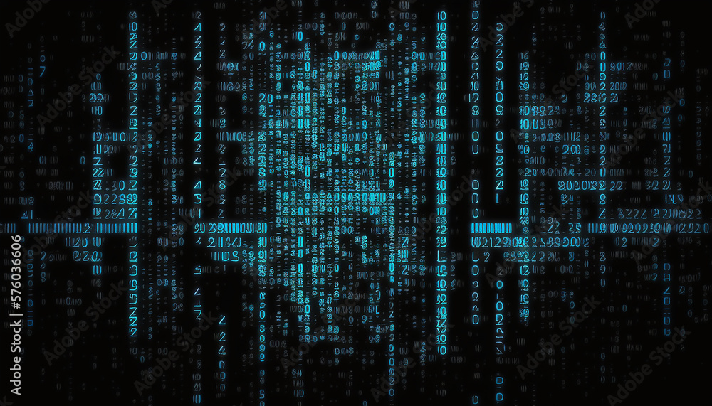 Blue digital background. Random binary code, Created using generative ... Blue digital background. Random binary code, Created using generative ...