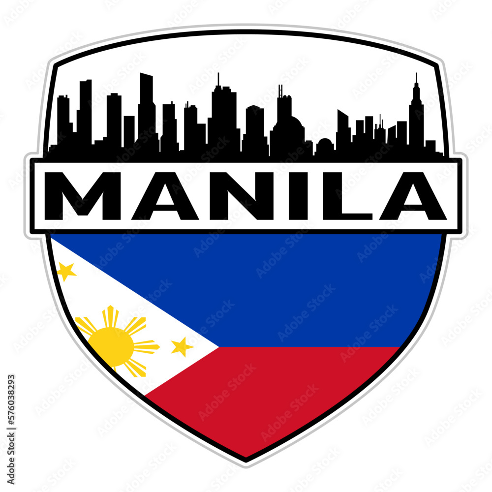 Vecteur Stock Manila Philippines Flag Skyline Silhouette Manila ...