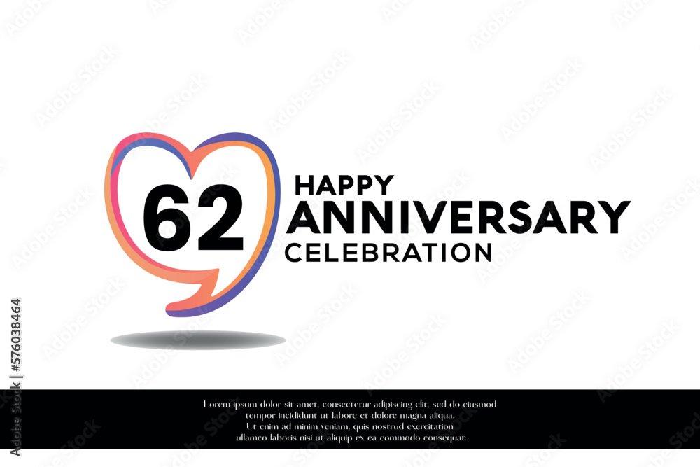 Vector 62nd anniversary logo background design with gradient elements ...