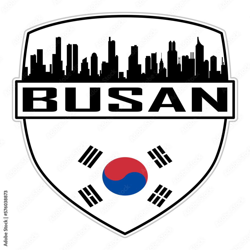 Busan South Korea Flag Skyline Silhouette Busan South Korea Lover ...