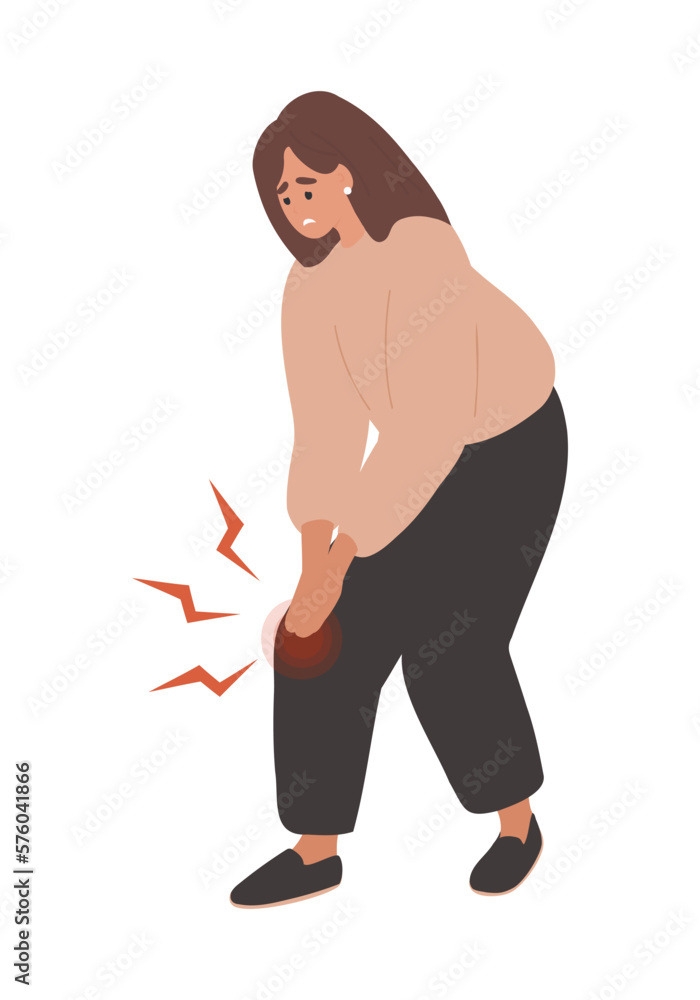 Woman suffering from leg pain. Health Problem, Disease Symptoms and ...