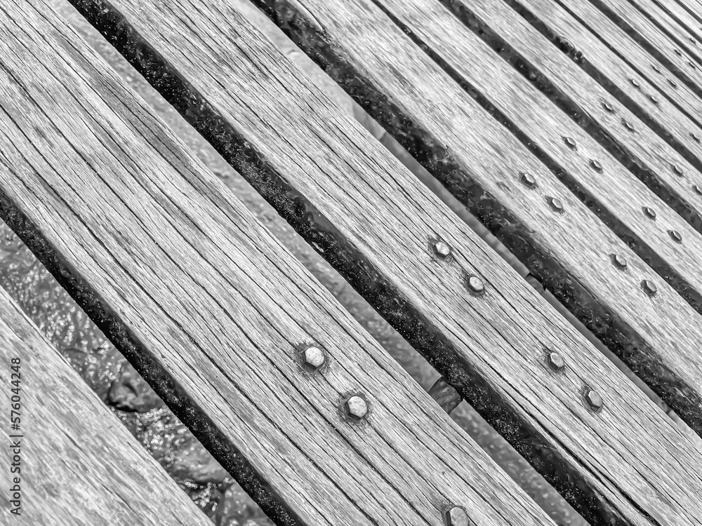 Poster Wooden floor with rivets in black and white – Wall Art | UkPosters