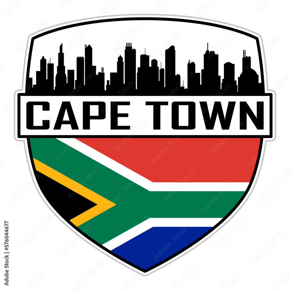 Cape Town South Africa Flag Skyline Silhouette Cape Town South Africa ...