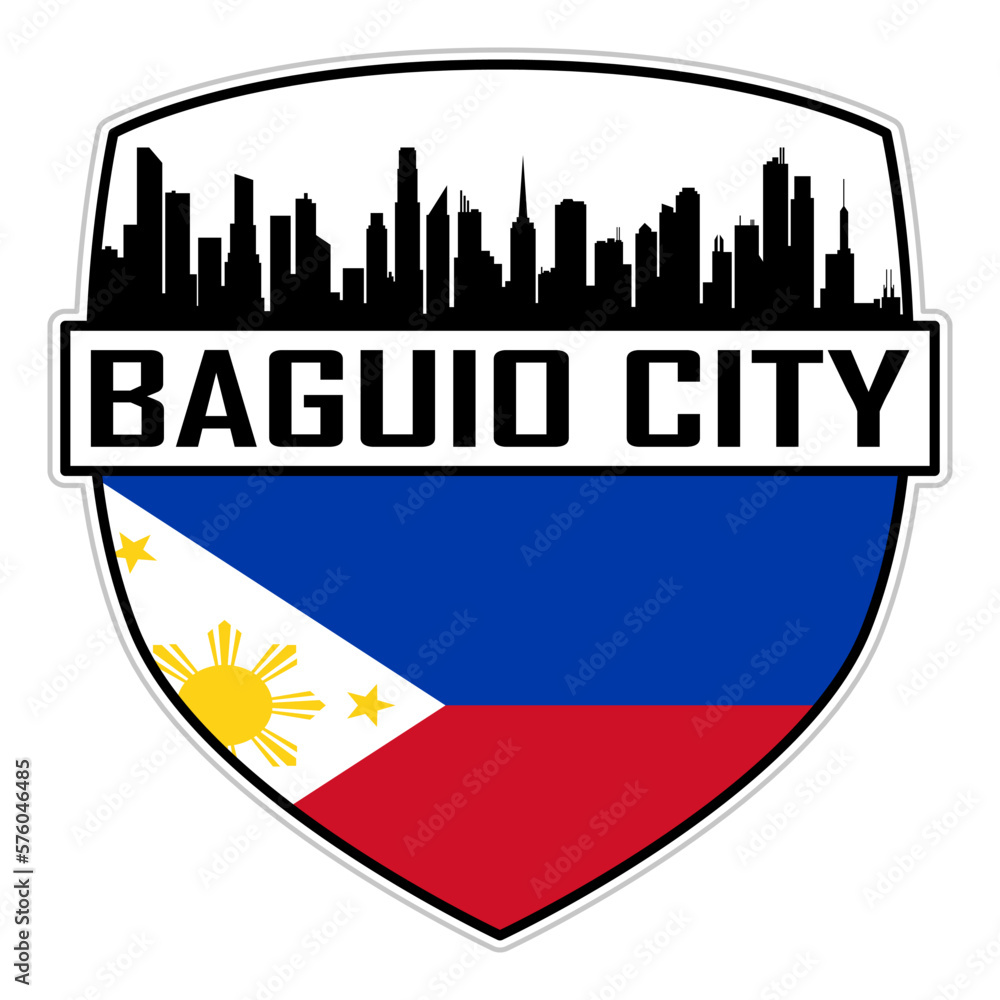 Stockvector Baguio City Philippines Flag Skyline Silhouette Baguio City ...