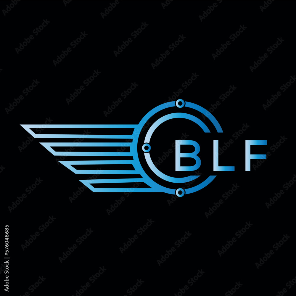 BLF logo, letter logo. BLF blue image on black background. BLF ...