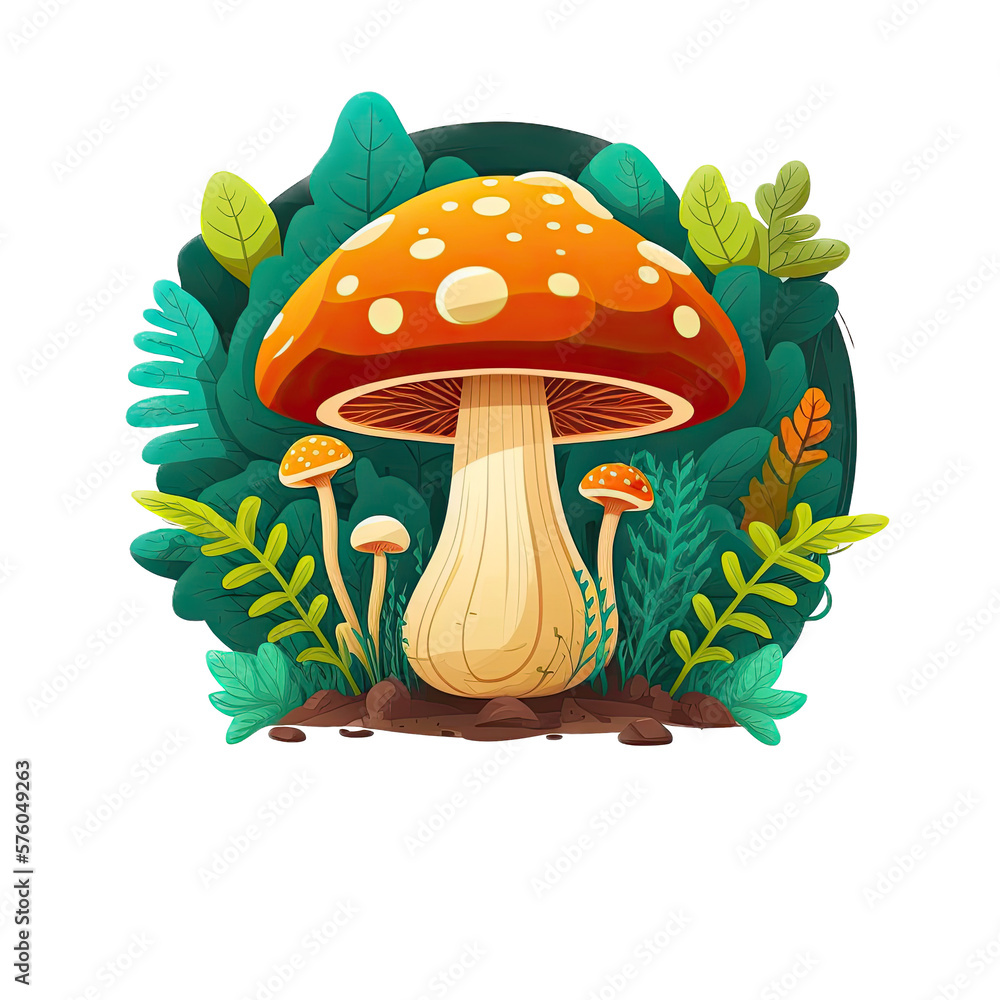 Colorful Mushroom Icon Logos, Transparent Background, PNG, Generative ...