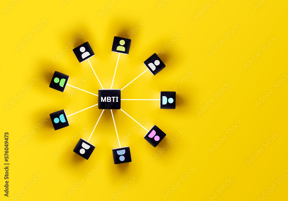 Four wooden blocks with the letter MBTI, Myers-Briggs Type Indicators ...