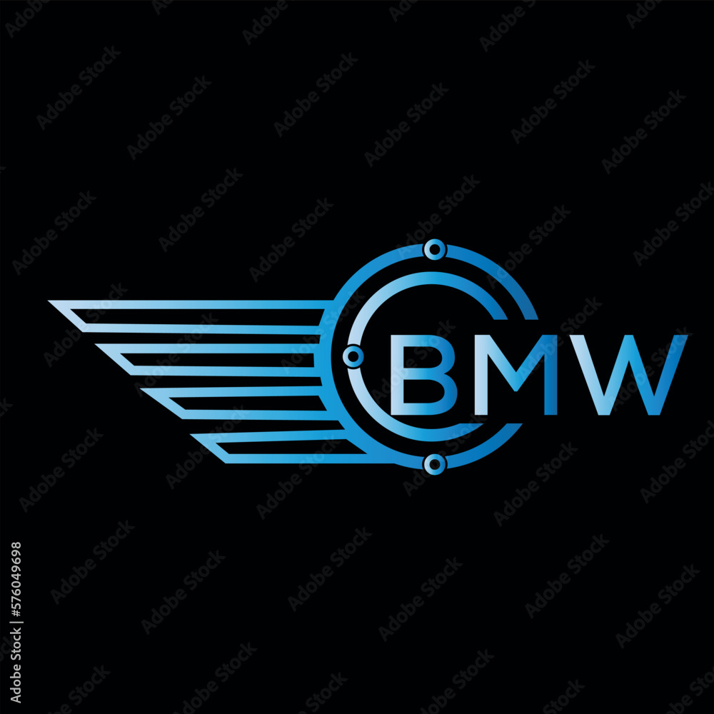 Vetor de BMW logo, letter logo. BMW blue image on black background. BMW ...