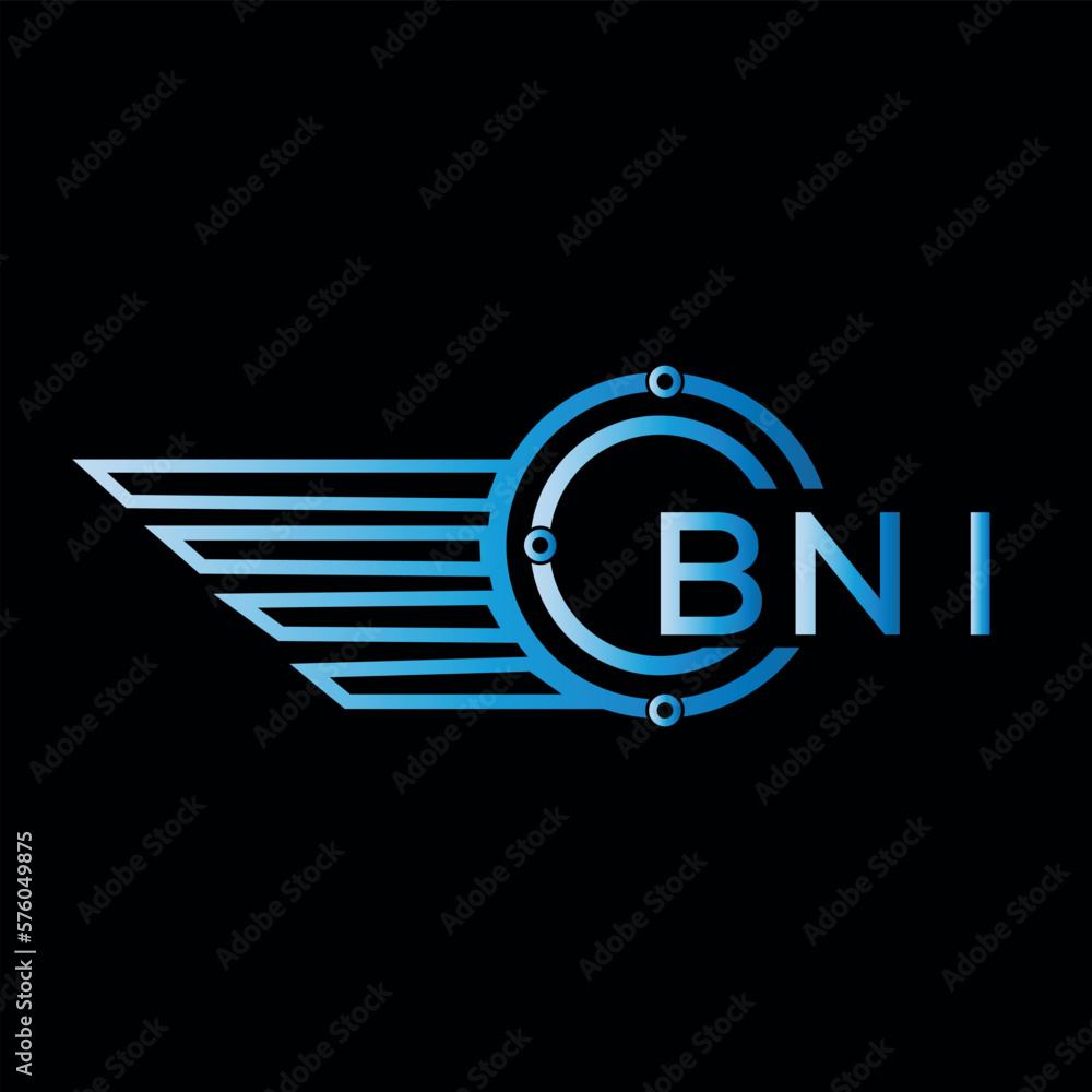 BNI logo, letter logo. BNI blue image on black background. BNI ...