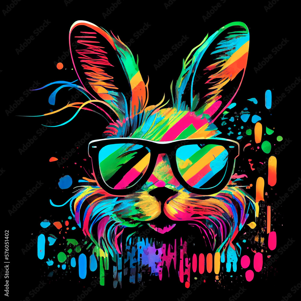rabbit in sunglasses, Pop Art, ai generation Stock Illustration | Adobe ...
