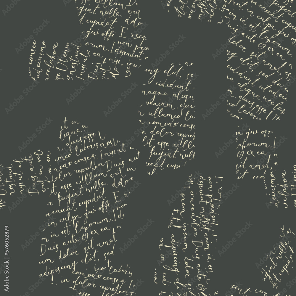 Seamless pattern with collage of letters with handwritten text Lorem ...