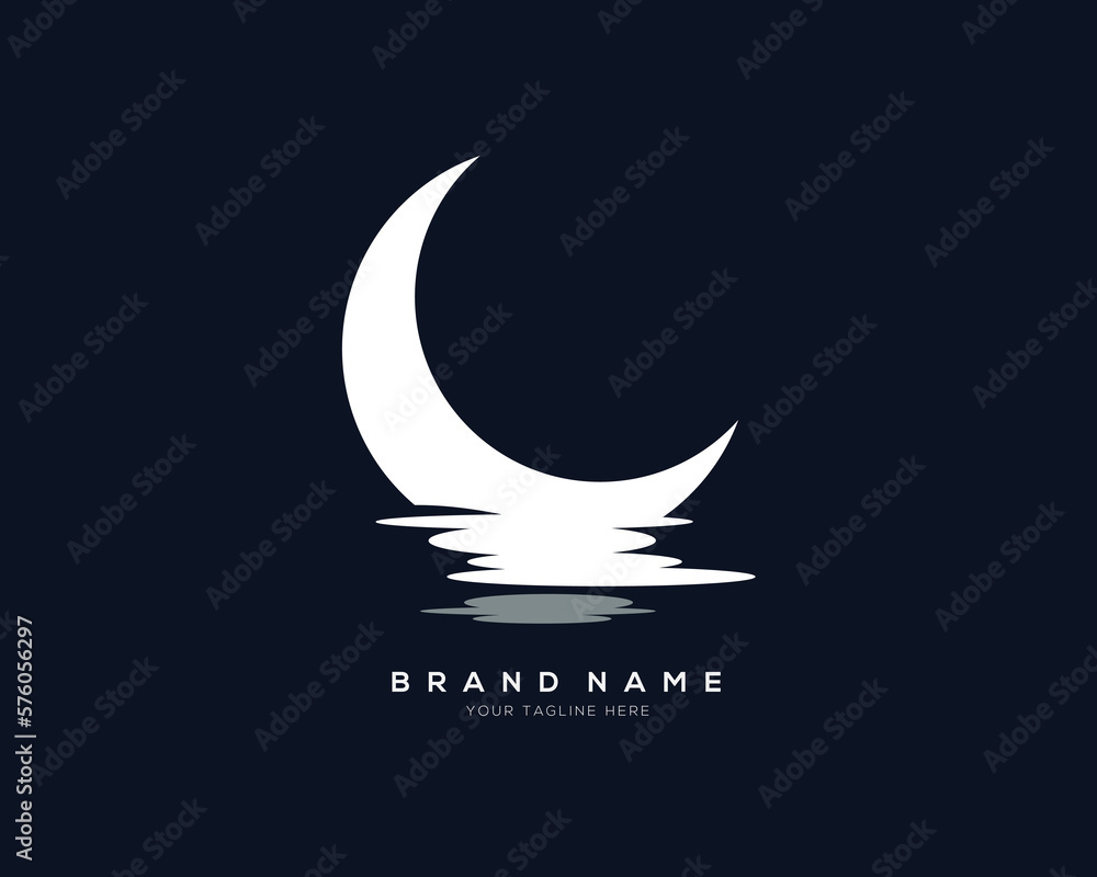 moon logo vector , moon light logo, moon with shadow logo, brand logo ...
