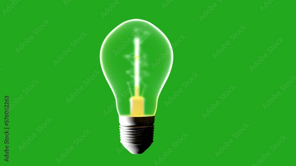 Light bulb lamp blinking over green screen. Chroma key, Animated light ...