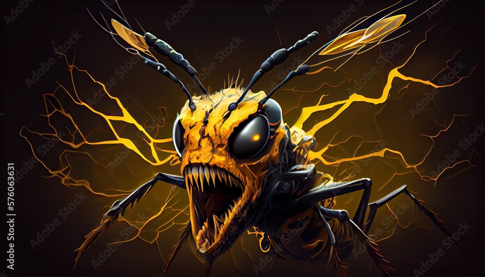 Angry Wasp Mascot Illustration - a Generative, Electric Nature in ...