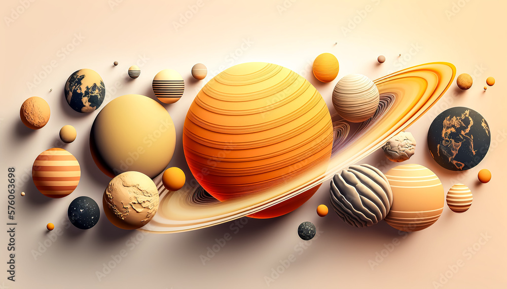 Volumetric planets of the solar system, generative AI. Stock ...