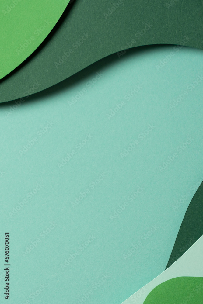 Abstract green color paper texture background. Minimal paper cut style ...