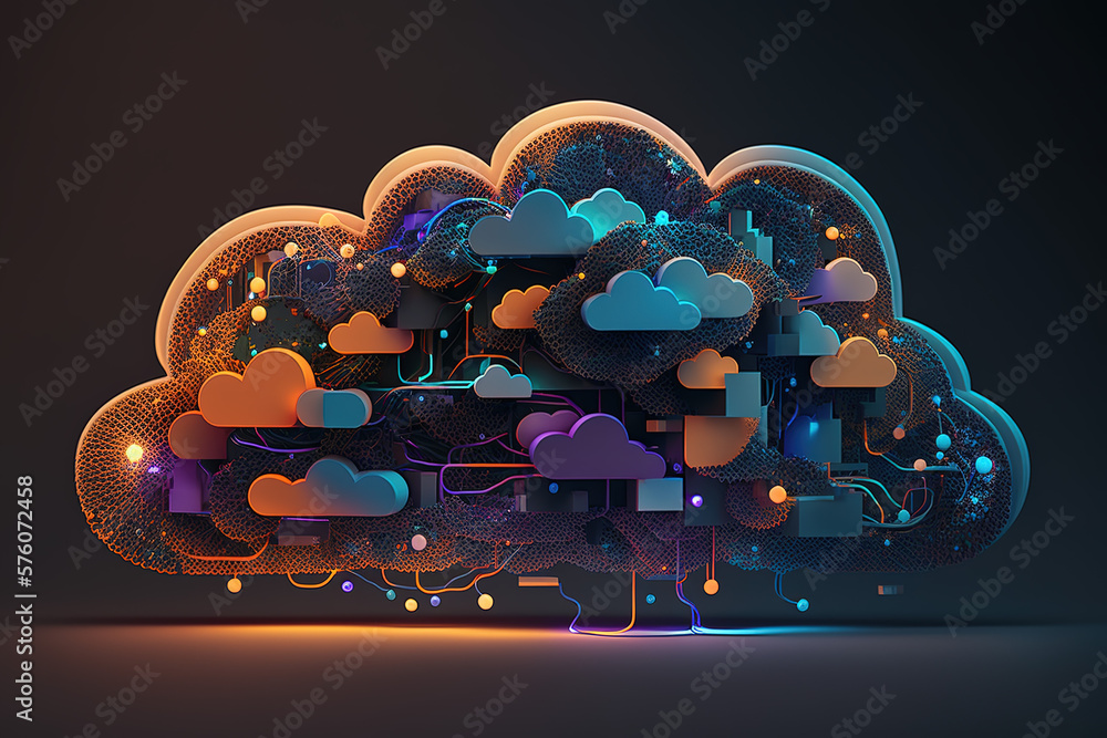 Cyber security, AI Mind, Network Management, Modern Data Center, Cloud Networking, AI Generated ...