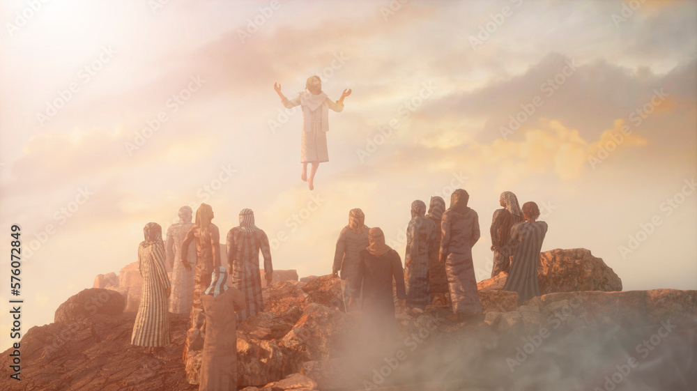 Photo & Art Print Jesus rising to heaven on the Mount and the Twelve ...
