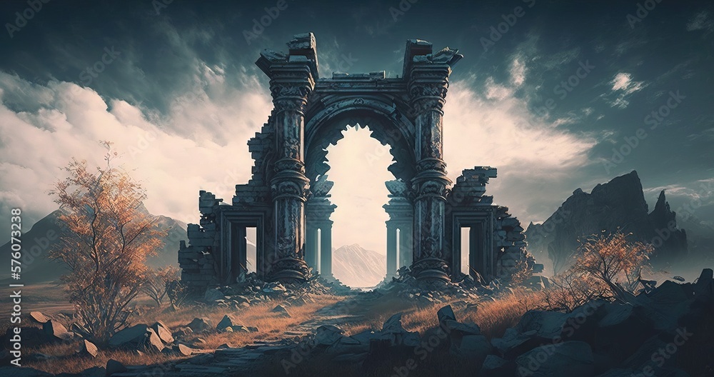 Destroyed abandoned city and human extinction cinematic dramatic ...