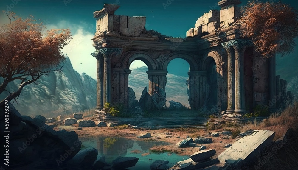 Destroyed abandoned city and human extinction cinematic dramatic ...