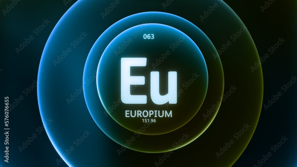 Europium as Element 63 of the Periodic Table. Concept illustration on ...