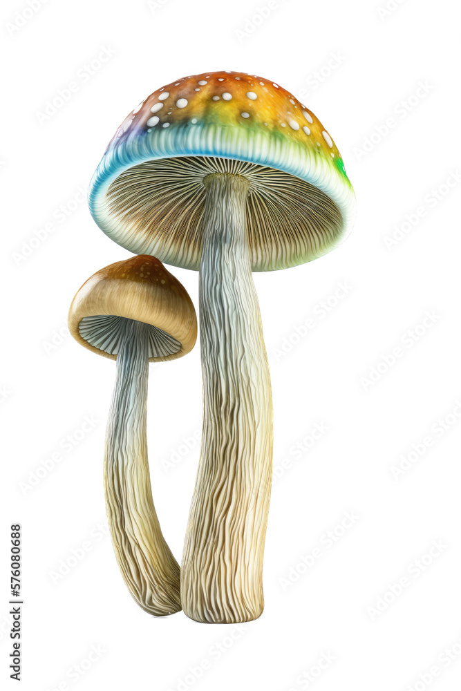 Isolated psychedelic mushroom, vertical, transparent background ...