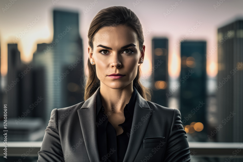 Portrait of a powerful businesswoman wearing formal attire and standing ...