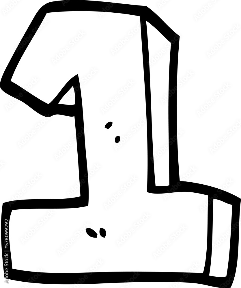 black and white cartoon number one Stock Illustration | Adobe Stock