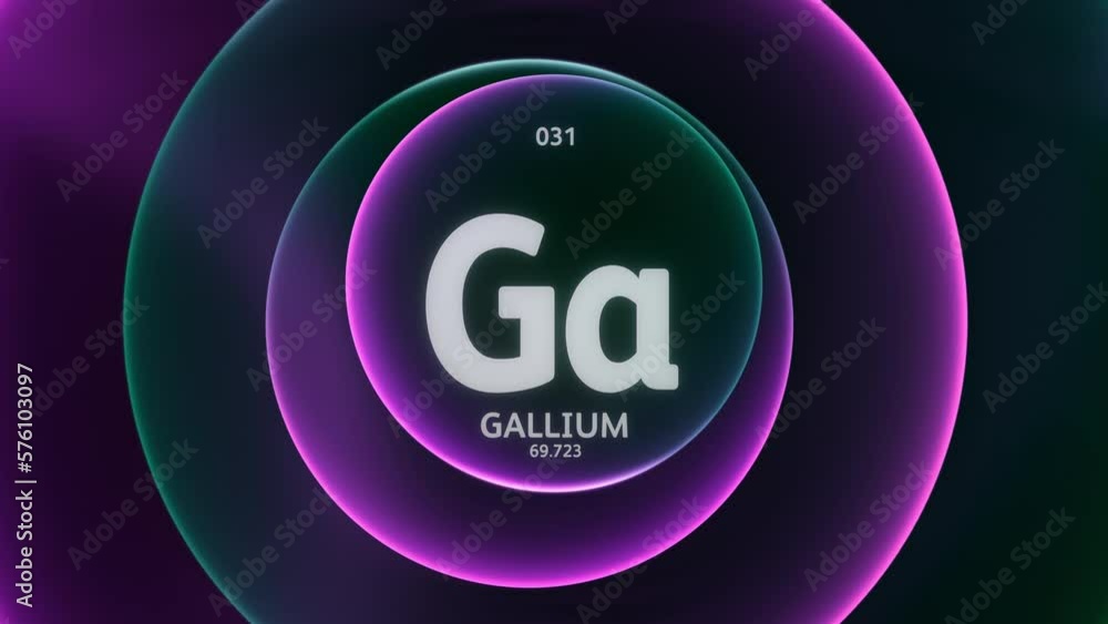 Gallium as Element 31 of the Periodic Table. Concept animation on ...