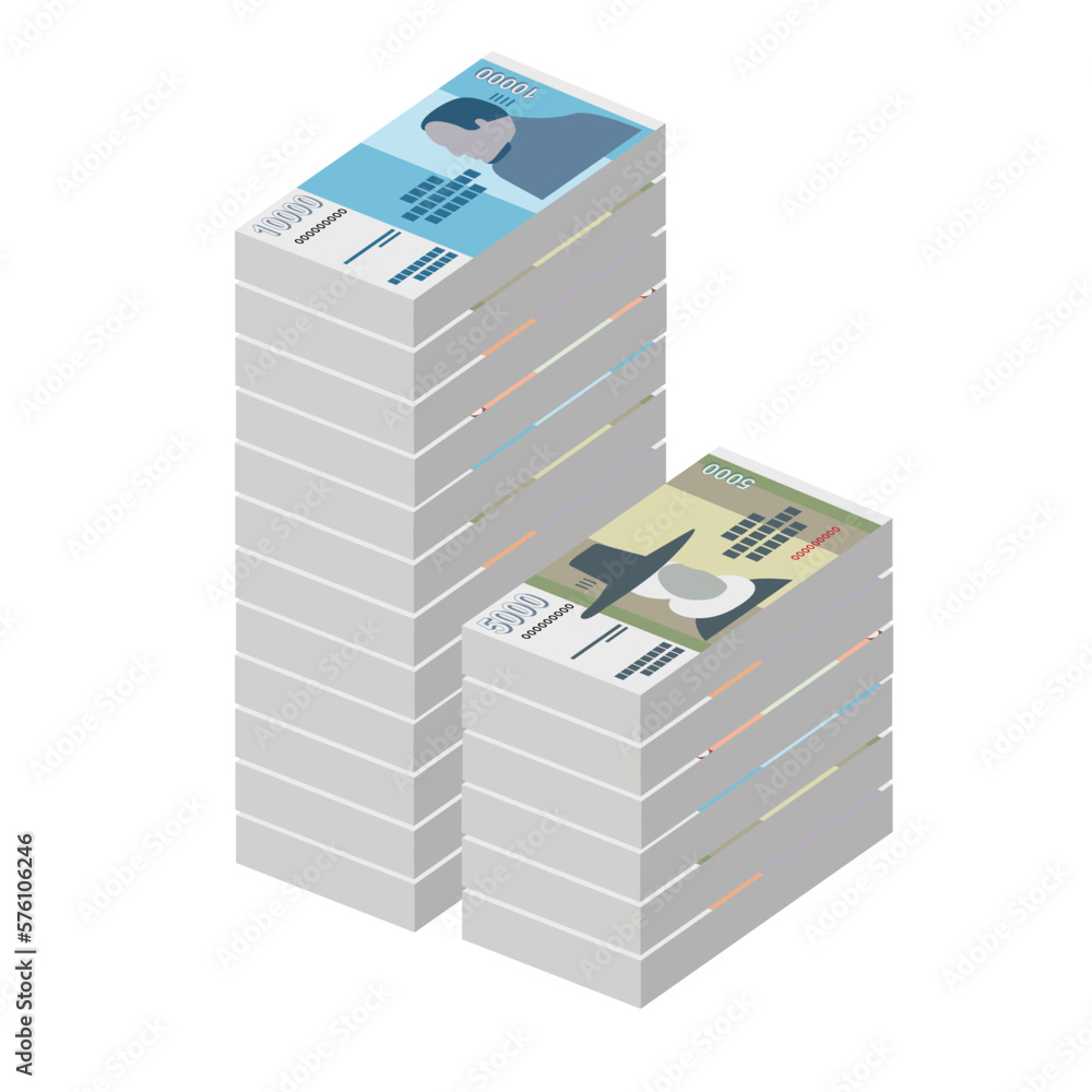 Iceland Krona Vector Illustration. Icelandic money set bundle banknotes ...