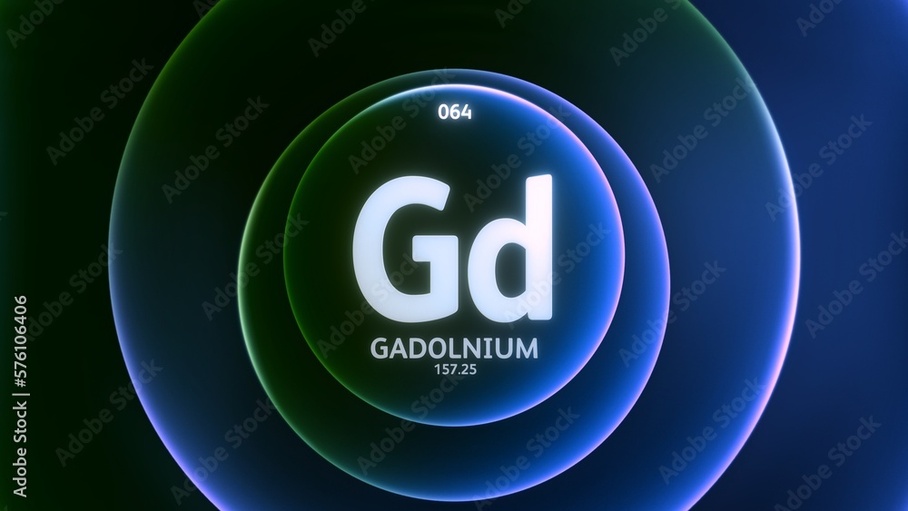 Gadolinium as Element 64 of the Periodic Table. Concept illustration on ...