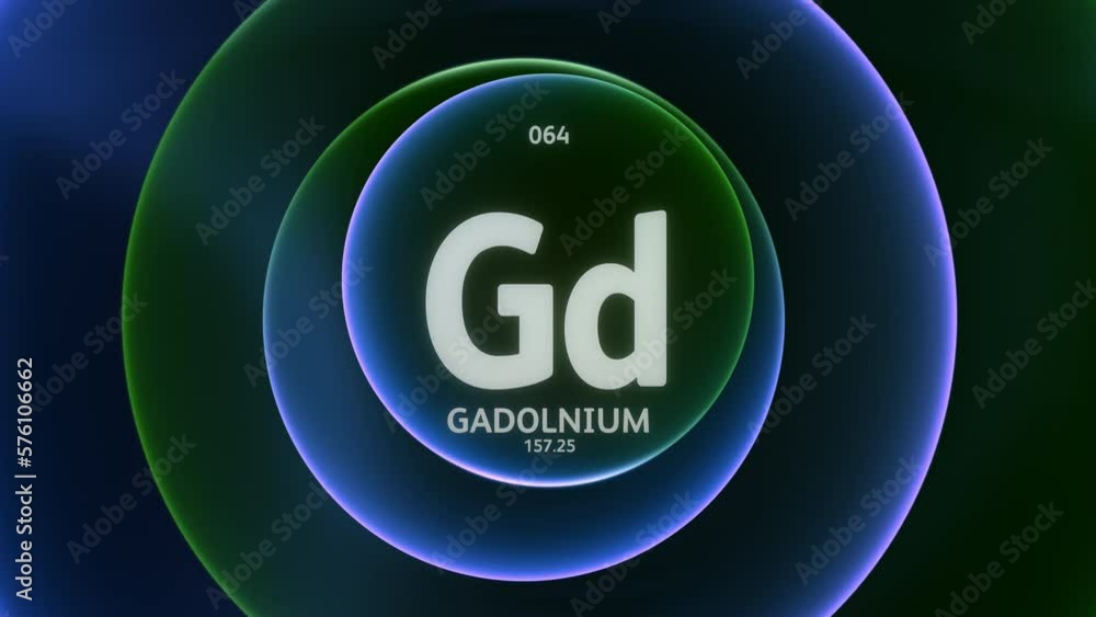 Gadolinium as Element 64 of the Periodic Table. Concept animation on ...