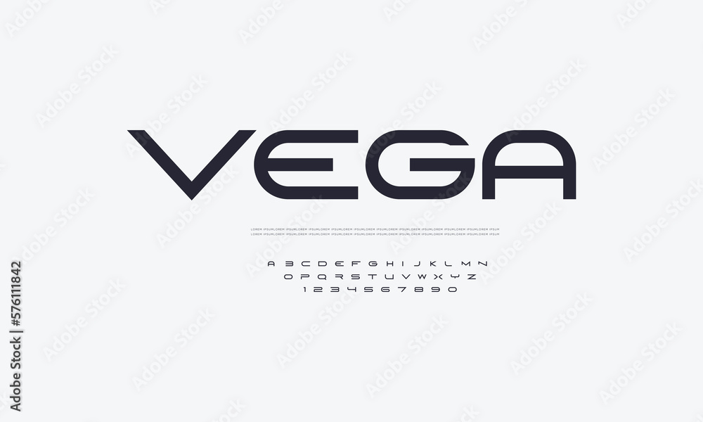 Vetor de Futuristic font alphabet letters. Abstract technology space ...