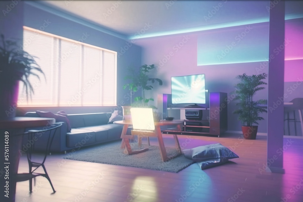 Living room home lo-fi retro 80s and 90s background. Psychic Waves ...
