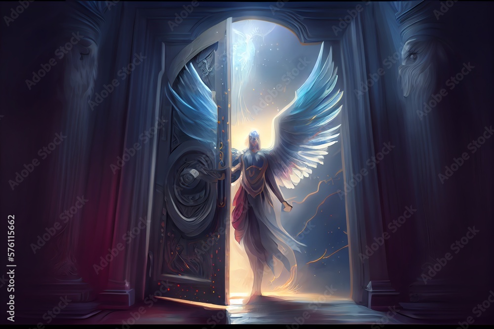 The Door To Heaven. Fantasy Illustration. God, Angels, Archangel ...