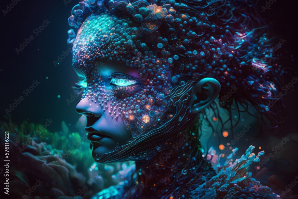 Underwater sculpture with magical grown coral on its surface Stock ...