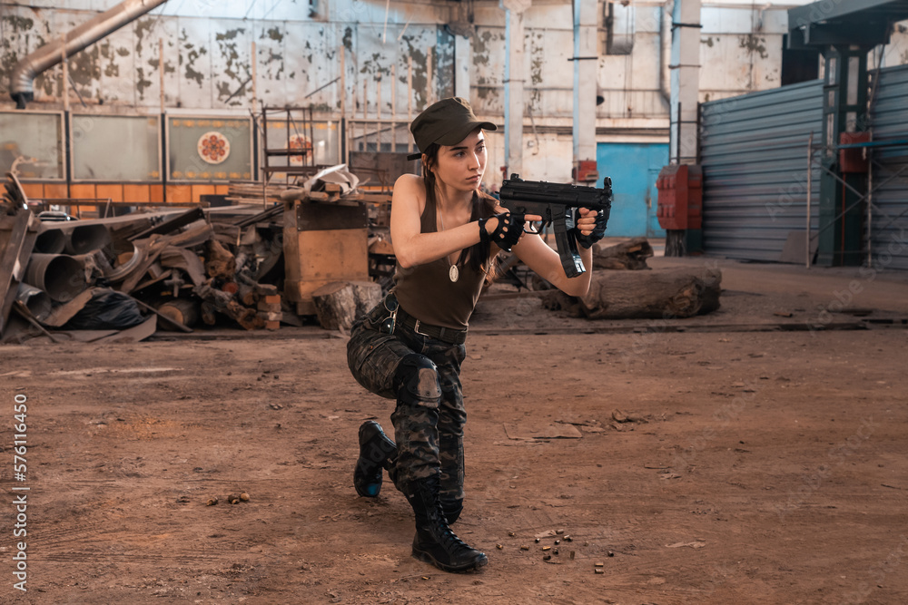 Female soldier with weapons. Character from the comic book The Punisher ...