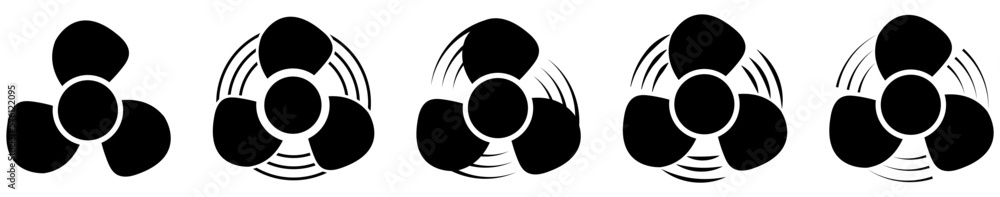 Fan speed icon set. Propeller speed symbols. Design can use for web and ...