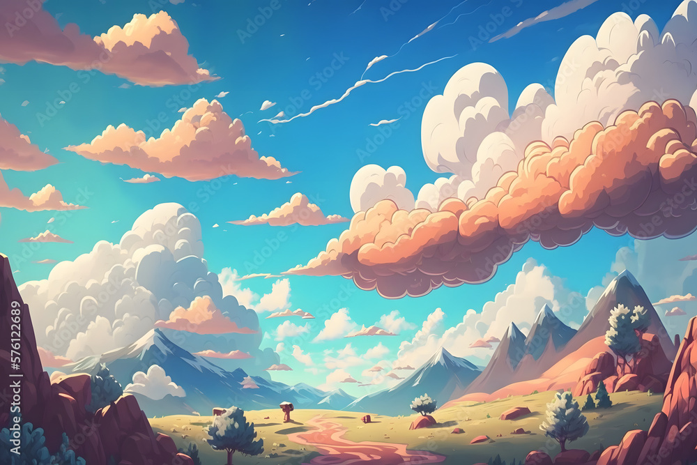 Cartoon paradise background, heaven. Made with Generative AI Stock ...