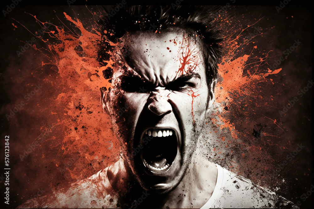 aggression concept, Angry man screaming, Created using generative AI ...
