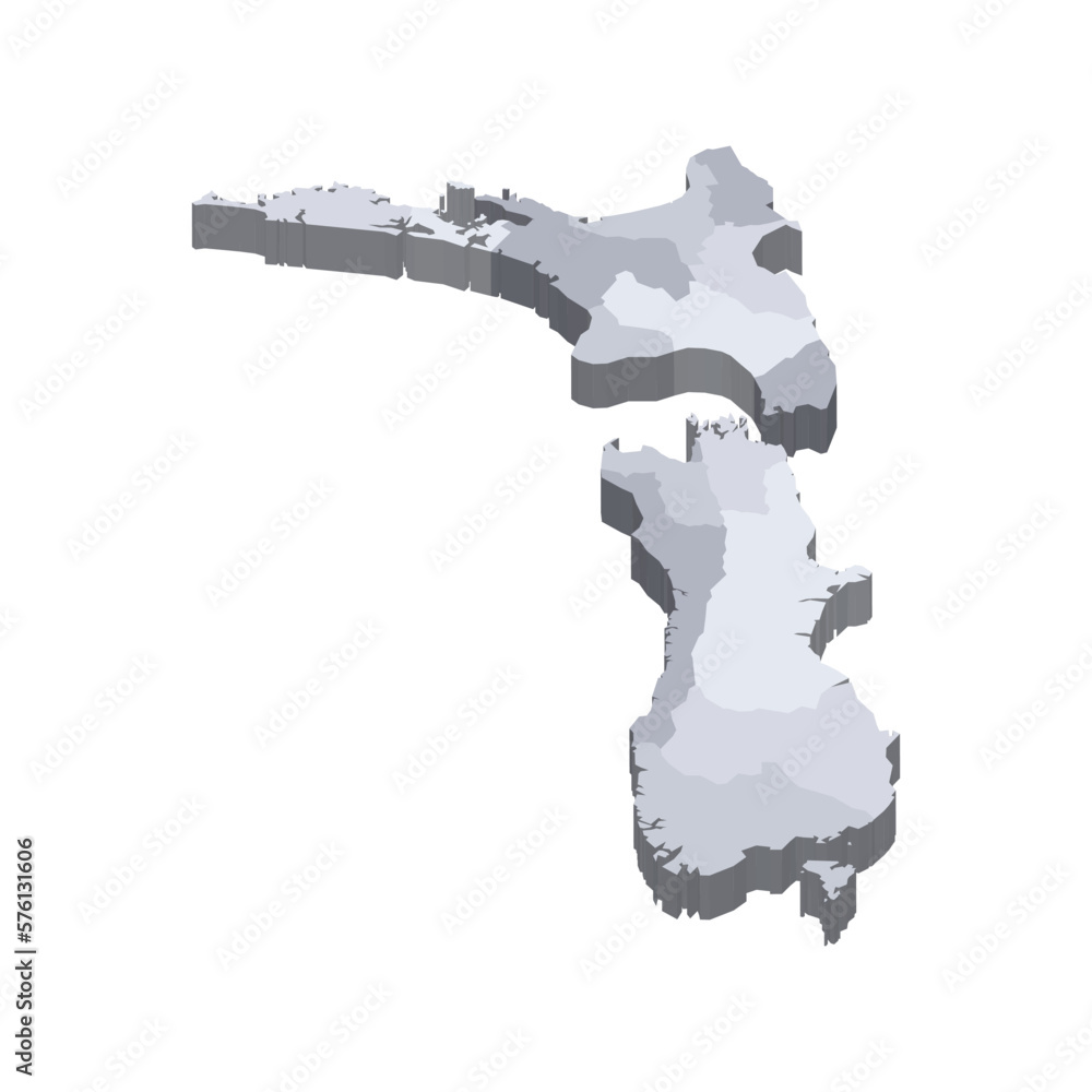 New Zealand political map of administrative divisions - regions. 3D ...