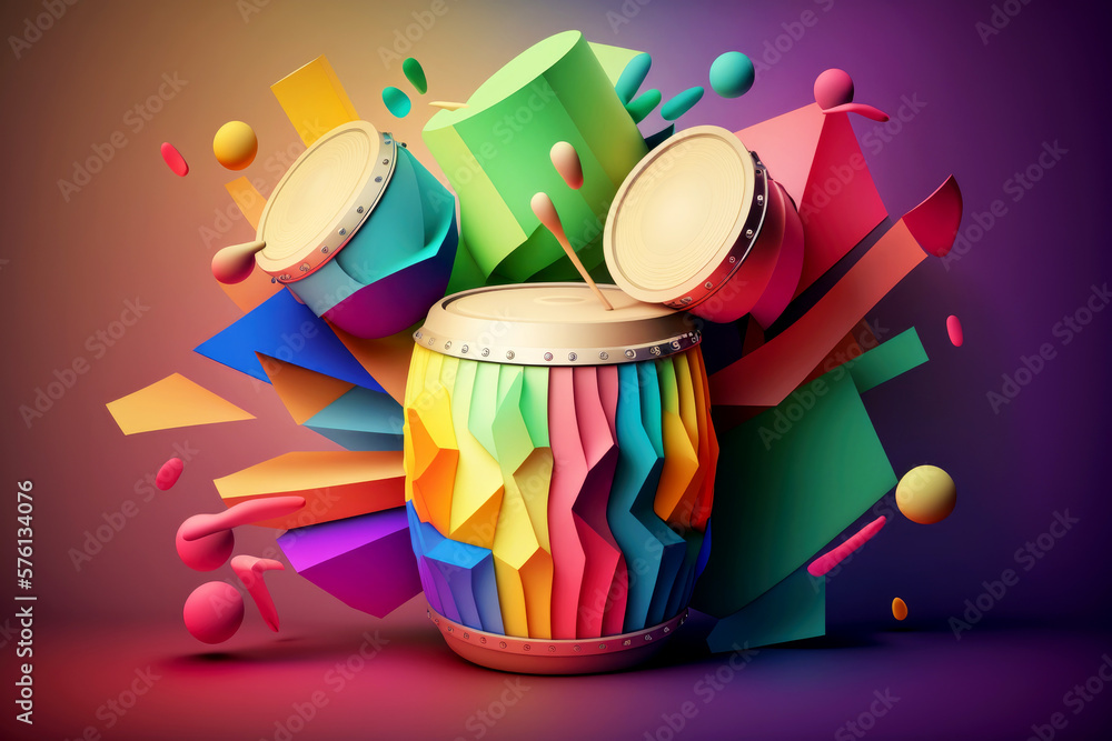 Abstract conga drum instrument with colored background. Generative AI ...