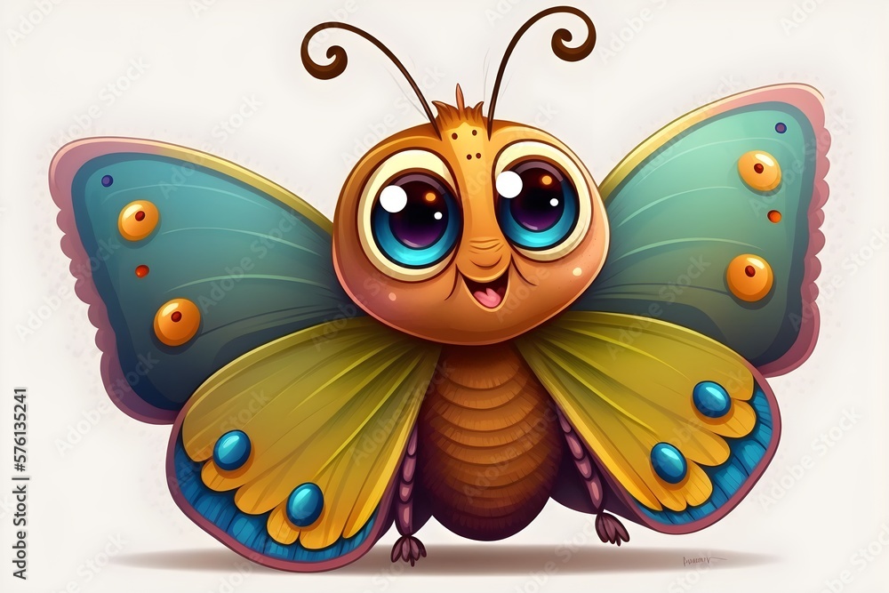 Wallpaper Illustration and background of a cute and colorful butterfly, cartoon for kids and ...