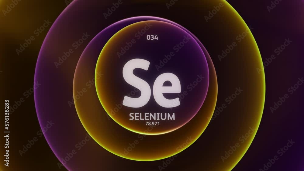 Selenium as Element 34 of the Periodic Table. Concept animation on ...