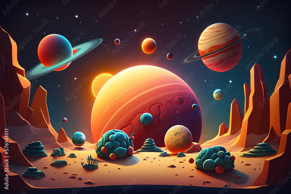 Cartoon cosmos background, universe. Made with Generative AI Stock ...