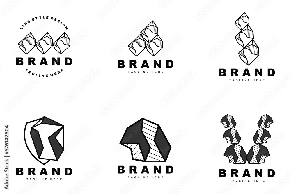 Stone Logo, Gem Line Stone Design, Diamond, Crystal, Simple Elegant ...