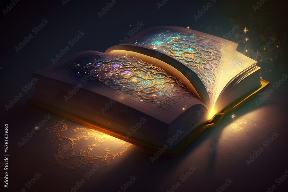 holy quran spreading light in the nature light rays, Ai Generative ...