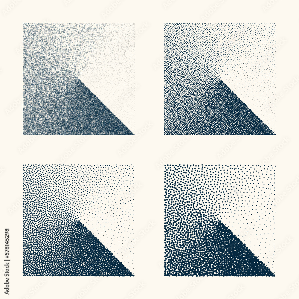 Square shaped dotted objects, vintage stipple elements. Stippling ...